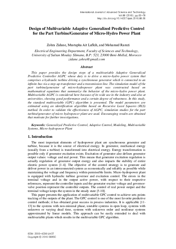 (PDF) Design of Multivariable Adaptive Generalized Predictive Control for the Part Turbine ...