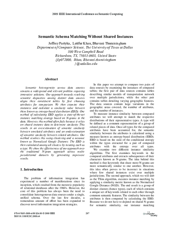 (PDF) Semantic schema matching without shared instances