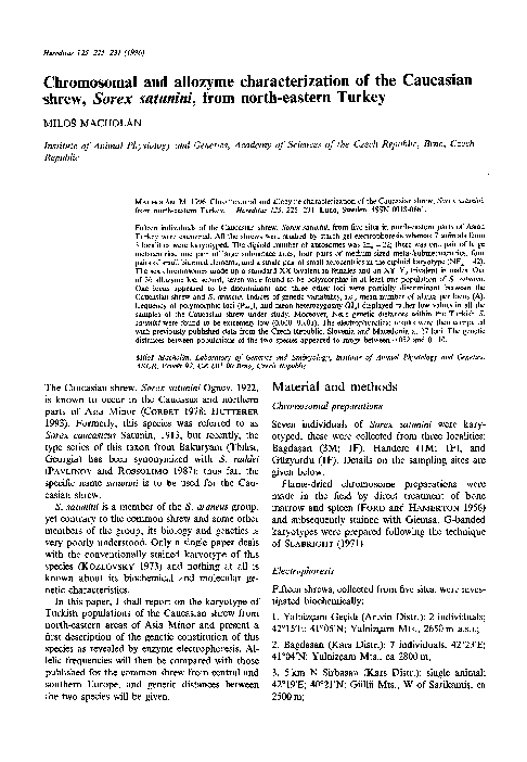 (PDF) Genetics of Caucasian Shrew in NE Turkey