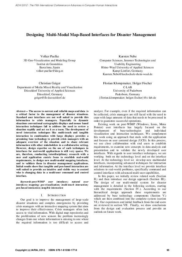 (PDF) Designing MultiModal Map-Based Interfaces for Disaster Management