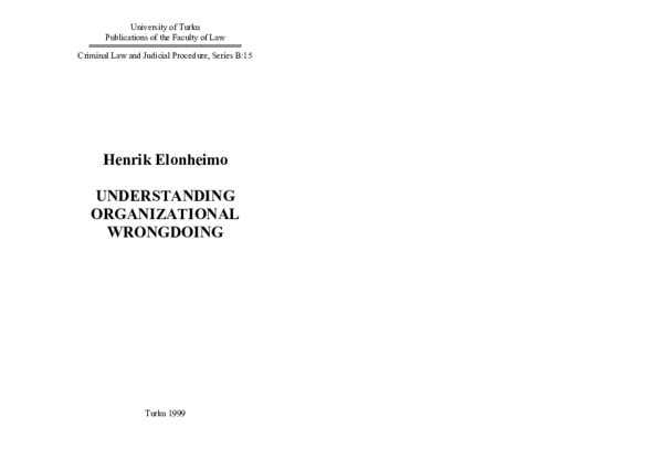 (PDF) Understanding organizational wrongdoing