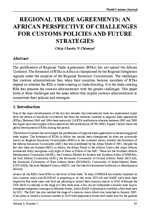 (PDF) Regional Trade Agreements : An African Perspective of Challenges ...