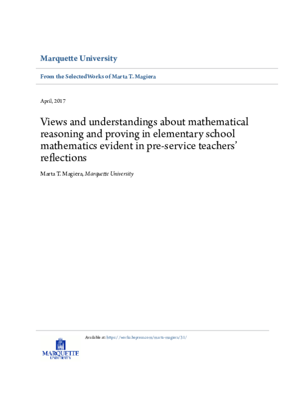 (PDF) Views and understandings about mathematical reasoning and proving ...
