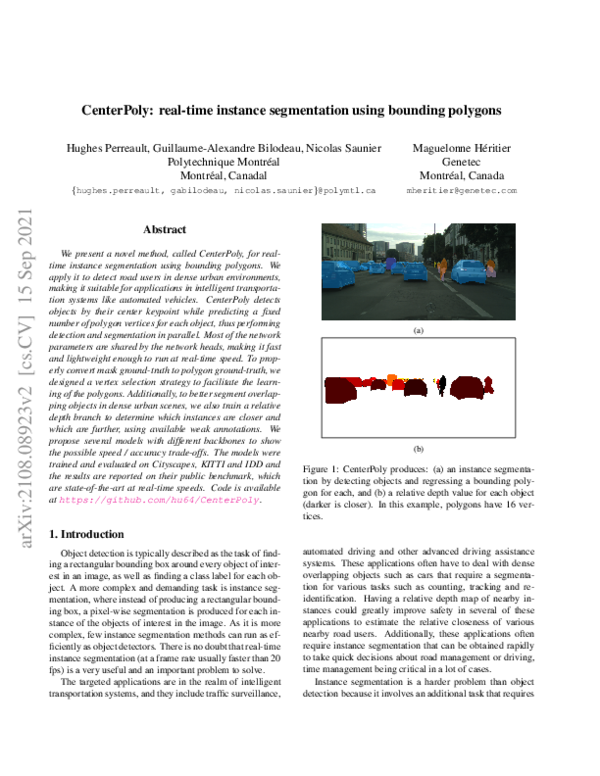 (PDF) CenterPoly: real-time instance segmentation using bounding polygons