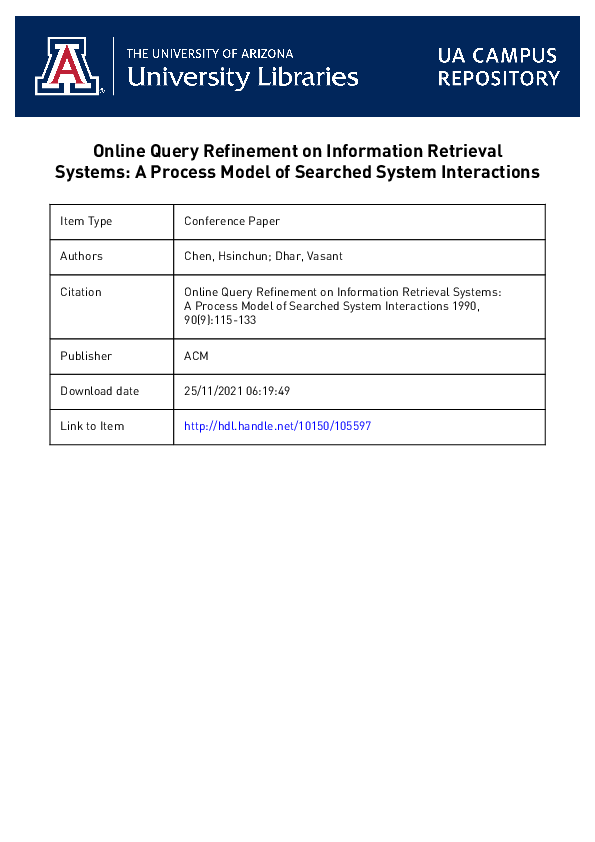 (PDF) Online query refinement on information retrieval systems: a ...