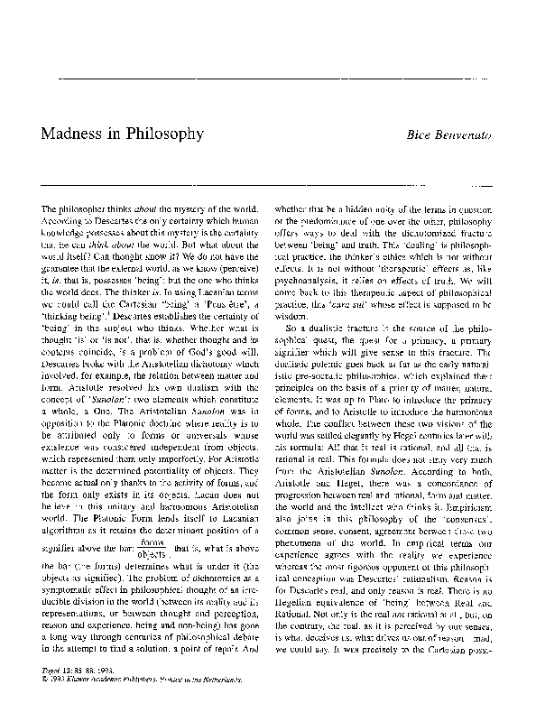 (PDF) Madness in philosophy