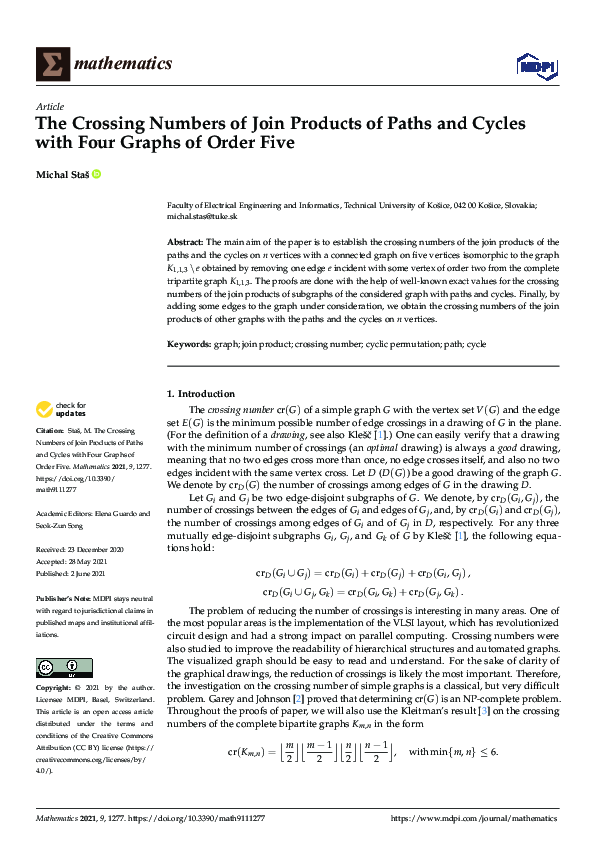 (PDF) The Crossing Numbers of Join Products of Paths and Cycles with ...