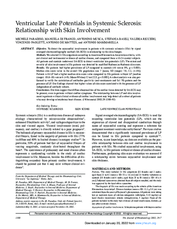 (PDF) Ventricular late potentials in systemic sclerosis: relationship ...
