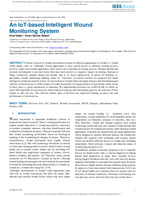 (PDF) An IoT-based Intelligent Wound Monitoring System