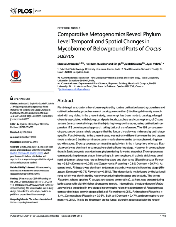 (PDF) Comparative Metagenomics Reveal Phylum Level Temporal and Spatial ...