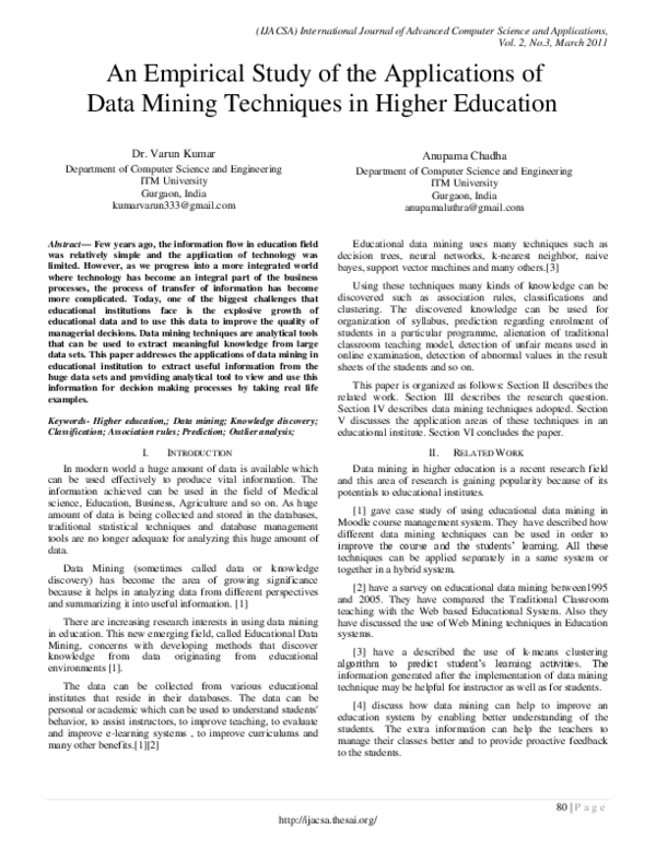 (PDF) An Empirical Study of the Applications of Data Mining Techniques ...