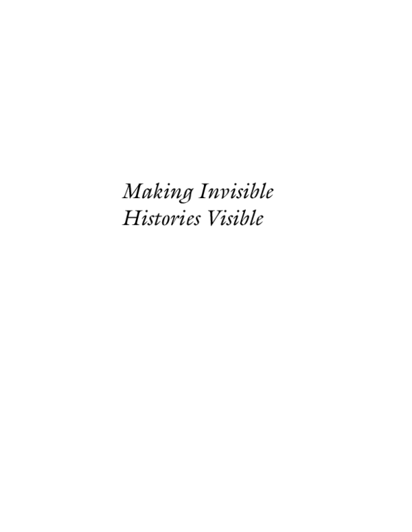 (PDF) Making Invisible Histories Visible