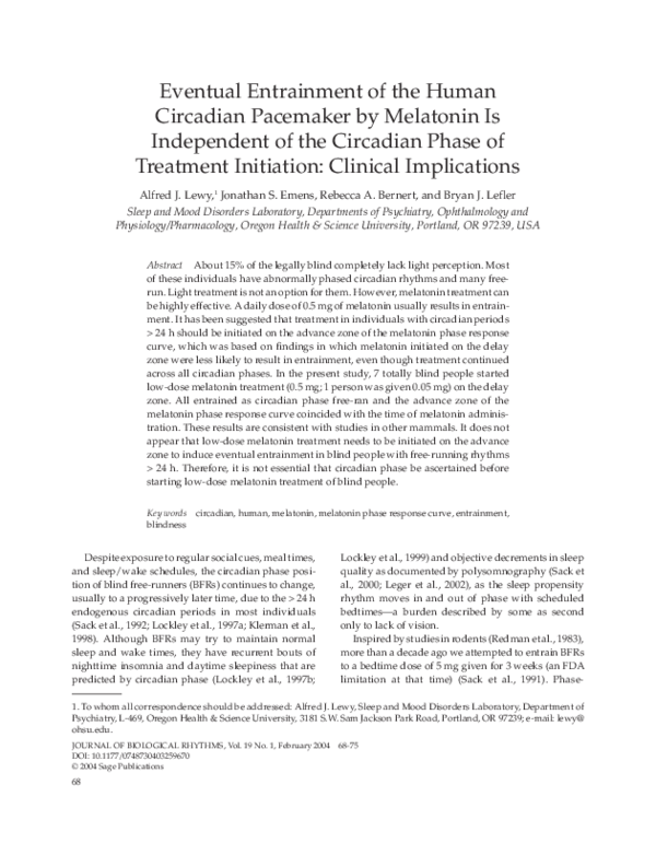 (PDF) Eventual entrainment of the human circadian pacemaker by ...
