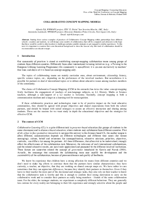 (PDF) COLLABORATIVE CONCEPT MAPPING MODELS Concept Mapping: Connecting ...
