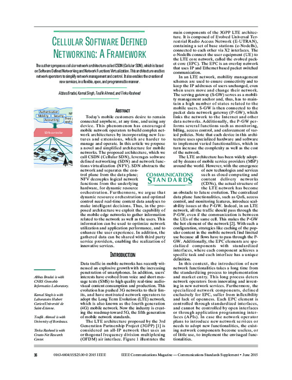 (PDF) Cellular software defined networking: a framework