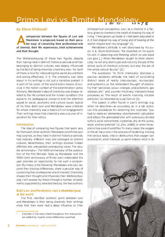 (PDF) Primo Levi vs. Dmitri Mendeleev