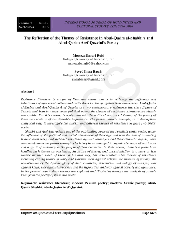 (PDF) The Reflection of the Themes of Resistance in Abul-Qasim al ...
