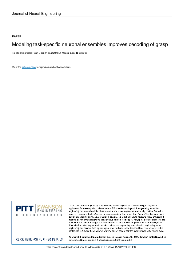 (PDF) Task-Specific Neuronal Ensemble Models Enhance Grasp Decoding