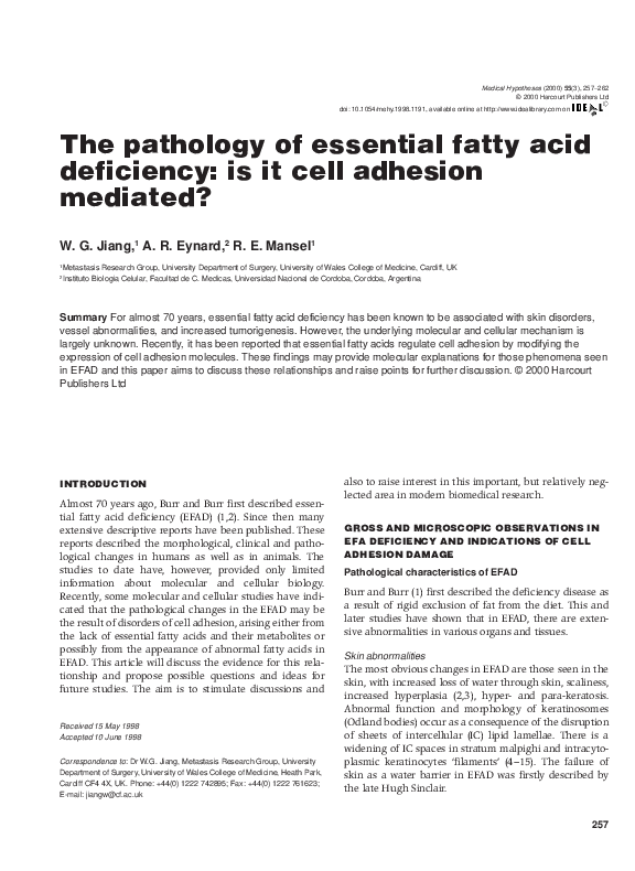(PDF) Cell Adhesion in Essential Fatty Acid Deficiency