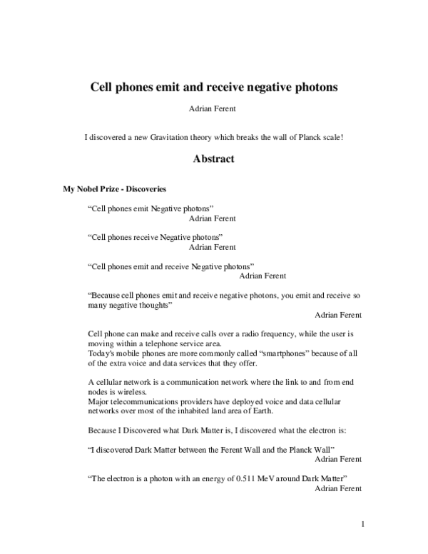 (PDF) Cell phones emit and receive negative photons