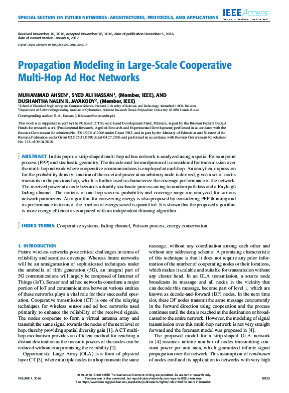 (PDF) Modeling Multi-hop Ad Hoc Network Propagation