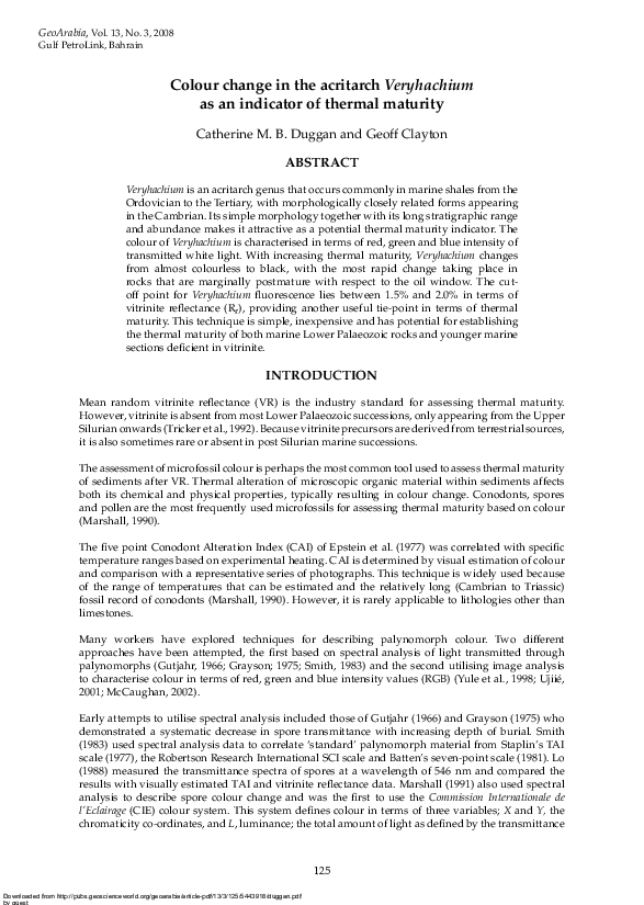(PDF) Colour Change of Veryhachium as a Thermal Maturity Indicator