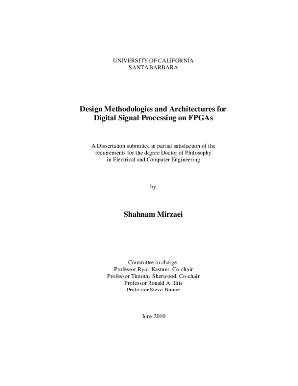 (PDF) SANTA BARBARA Design Methodologies and Architectures for Digital Signal Processing on FPGAs