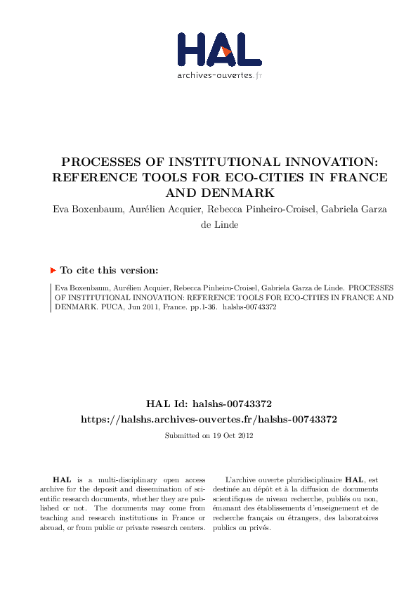 (PDF) Processes of Institutional Innovation