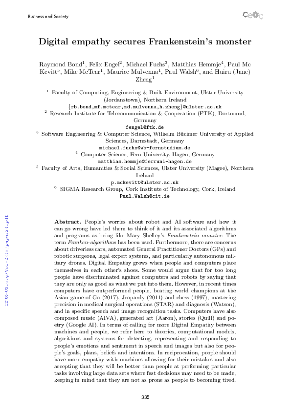 (PDF) Digital Empathy Secures Frankenstein's Monster