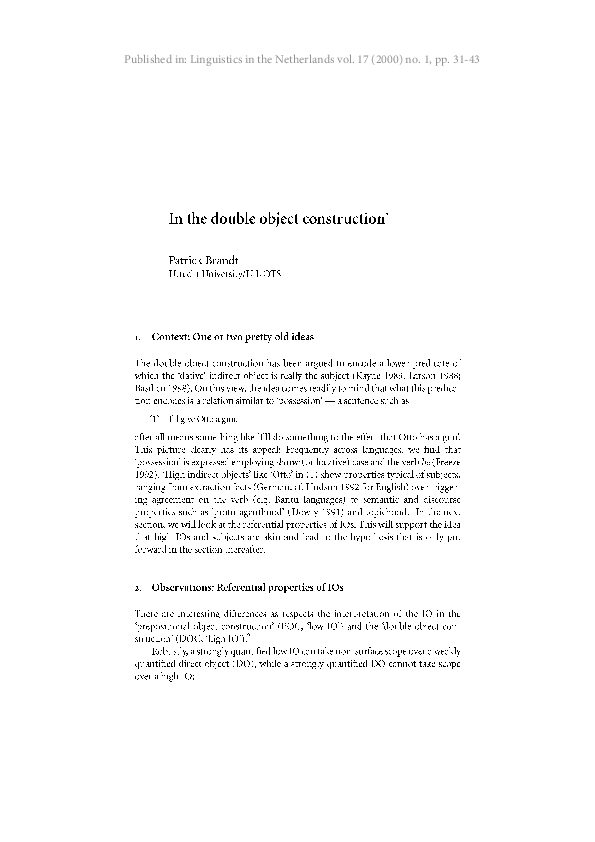 (PDF) 14. The double object construction