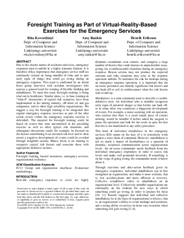 (PDF) Foresight training as part of virtual-reality-based exercises for ...