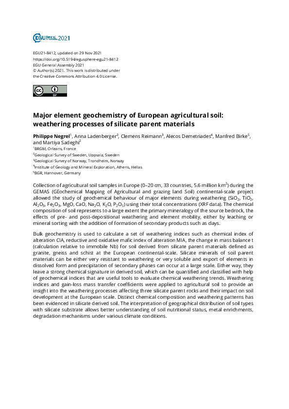 (PDF) Major element geochemistry of European agricultural soil ...