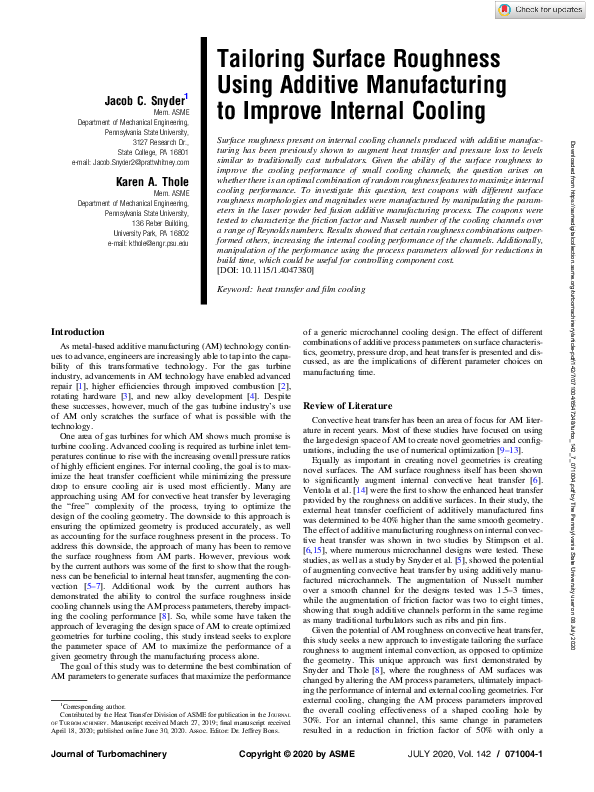 (PDF) Tailoring Surface Roughness Using Additive Manufacturing to ...