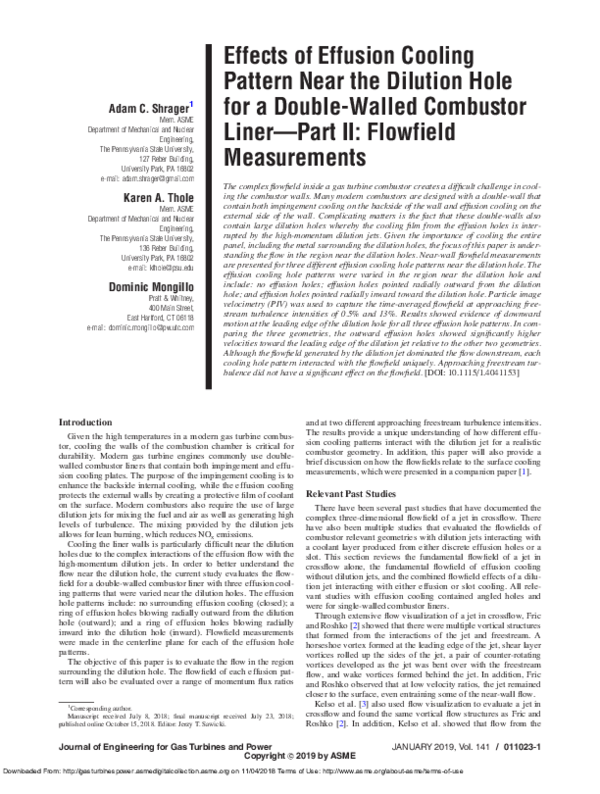(PDF) Effects of Effusion Cooling Pattern Near the Dilution Hole for a ...