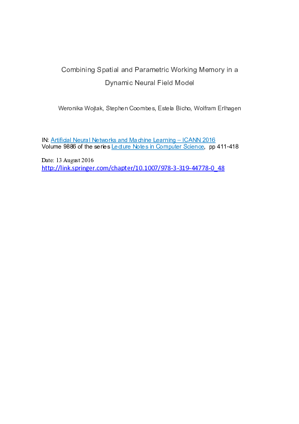 Pdf Combining Spatial And Parametric Working Memory In A Dynamic