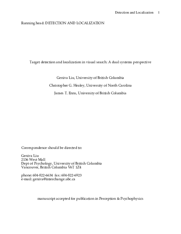 (PDF) Running head: DETECTION AND LOCALIZATION Detection and Localization 1 Target detection and ...