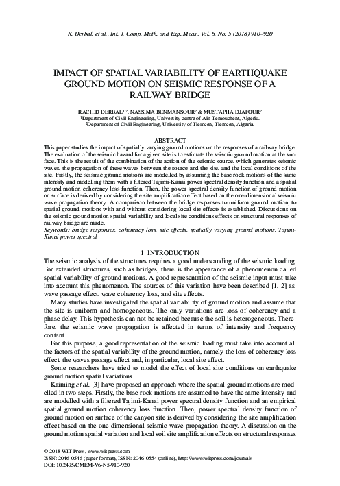 (PDF) Impact of spatial variability of earthquake ground motion on ...