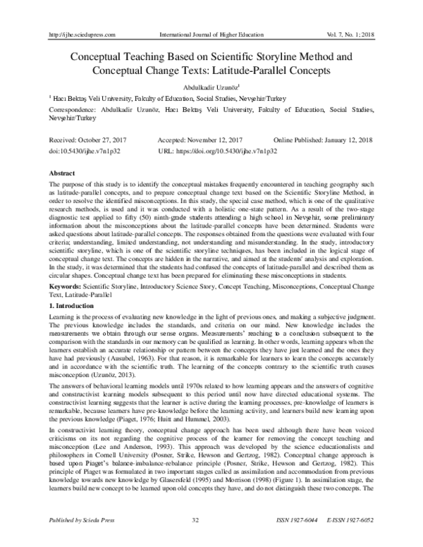 (PDF) Conceptual Teaching Based on Scientific Storyline Method and ...