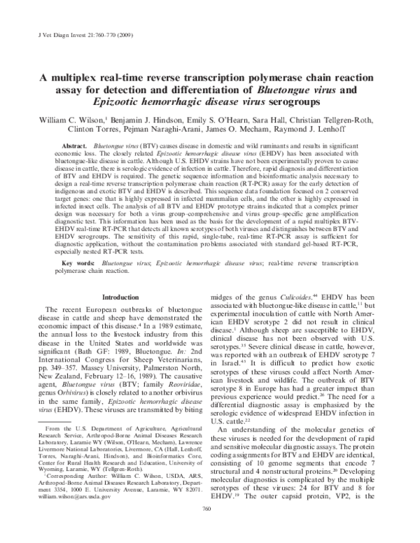 (PDF) A multiplex real-time reverse transcription polymerase chain reaction assay for detection ...