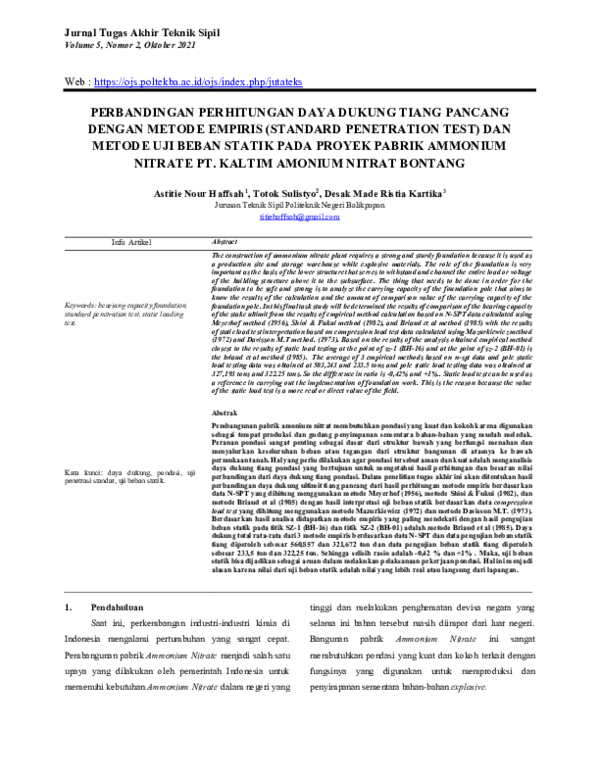(PDF) PERBANDINGAN PERHITUNGAN DAYA DUKUNG TIANG PANCANG DENGAN METODE ...