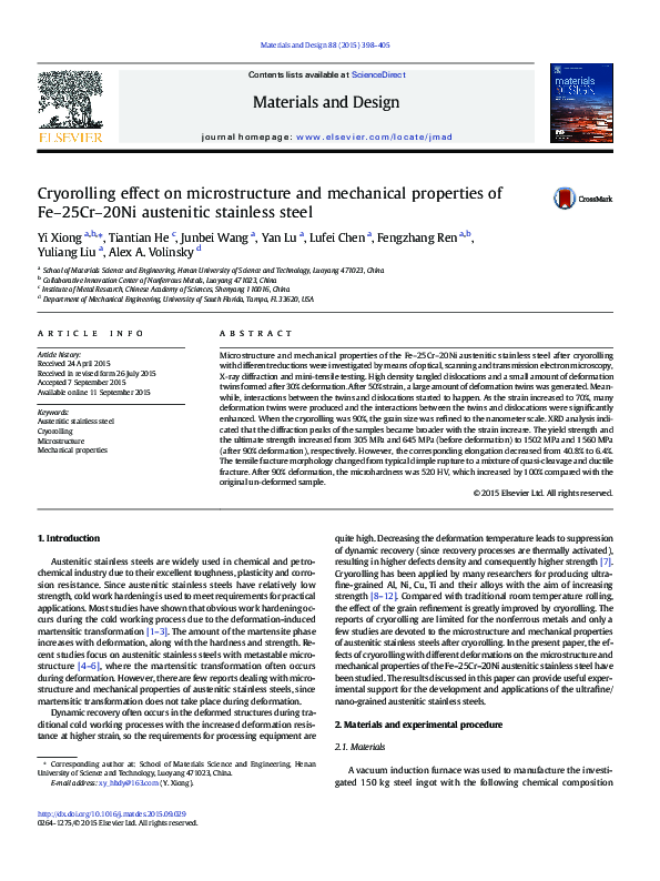 (PDF) Cryorolling effect on microstructure and mechanical properties of ...