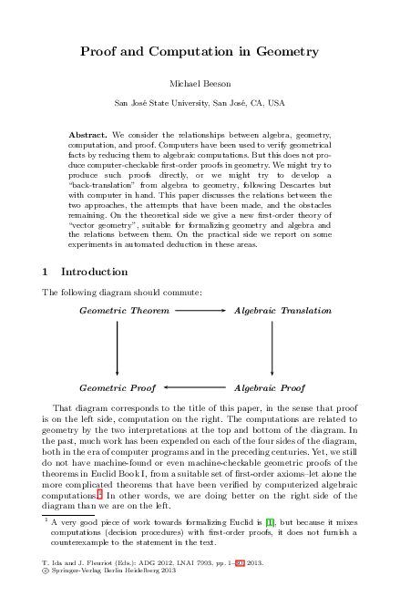 (PDF) Proof and Computation in Geometry