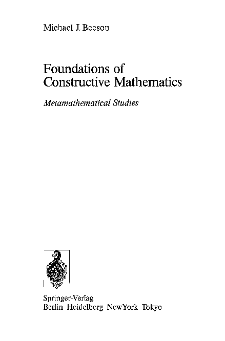 (PDF) Foundations of Constructive Mathematics