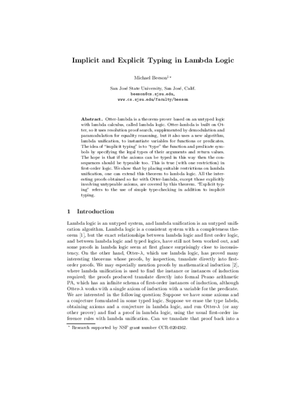 (PDF) Implicit and Explicit Typing in Lambda Logic