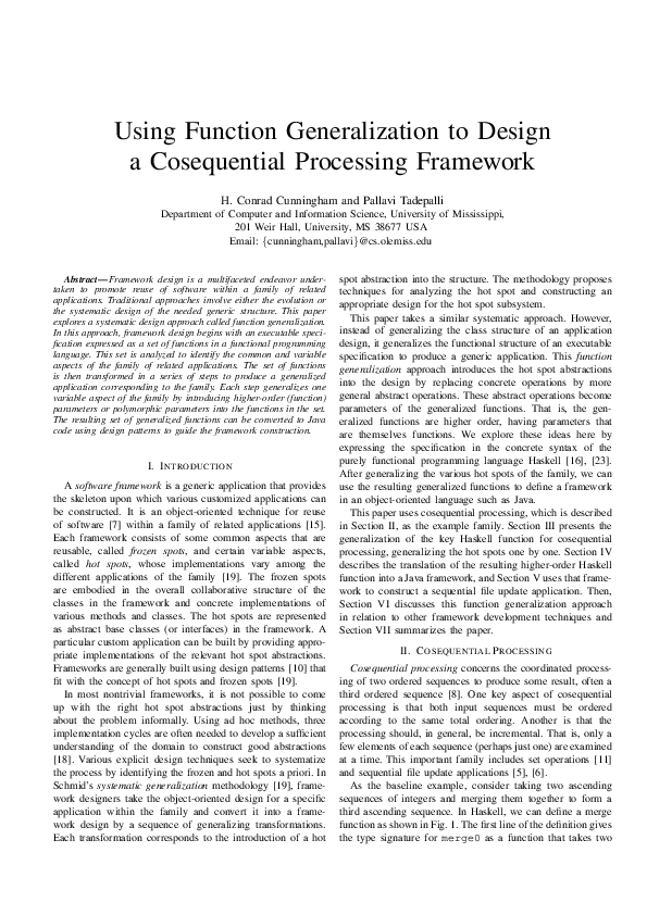 (PDF) Using Function Generalization to Design a Cosequential Processing ...