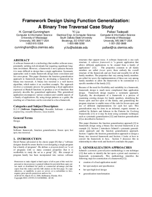 (PDF) Framework Design Using Function Generalization: A Binary Tree ...