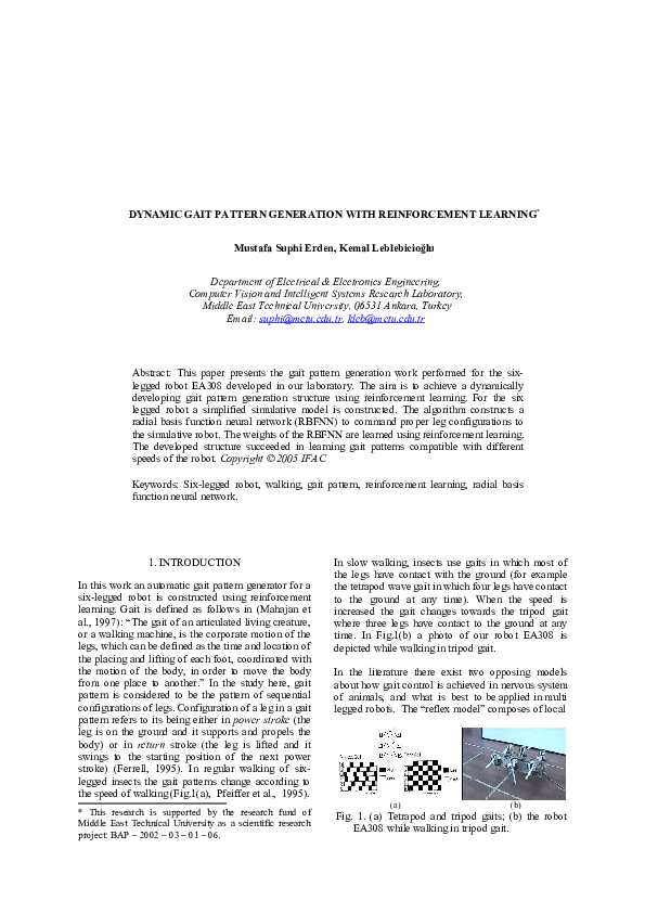 Pdf Dynamic Gait Pattern Generation With Reinforcement Learning