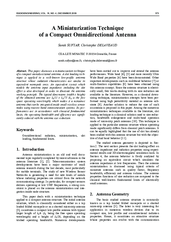 (PDF) A miniaturization technique of a compact omnidirectional antenna