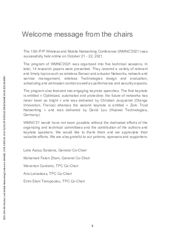 (PDF) Welcome Message from the Chairs