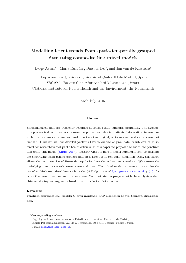 Pdf Modelling Latent Trends From Spatio Temporally Grouped Data Using Composite Link Mixed Models